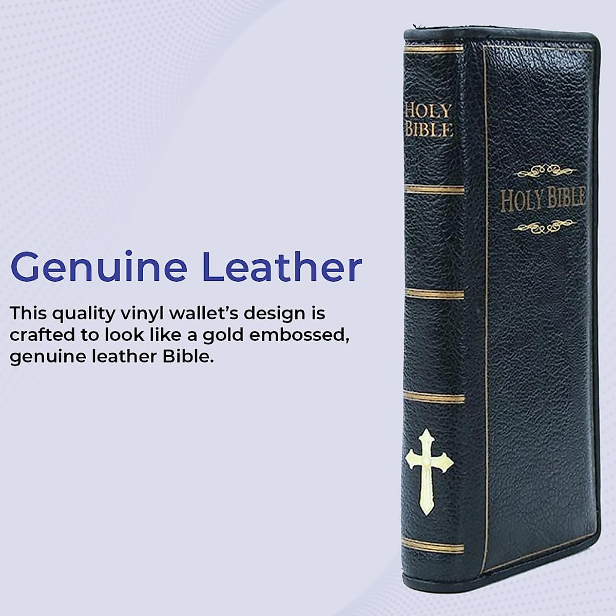 SAGEFINDS Holy Bible Book Wallet | Multi Card and Cash Holder | Magnetic Clasp Closure and Zip Around | Vinyl | 4” x 7.5”
