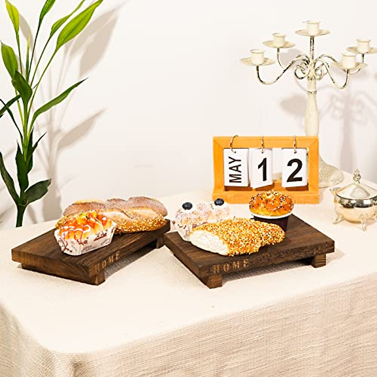 Wood Riser Tray Soap, Stand Soap Tray for Kitchen Sink, Farmhouse Wooded Tray,Rustic Bathroom Dishes for Plant Bottles Candles Display (Brown)