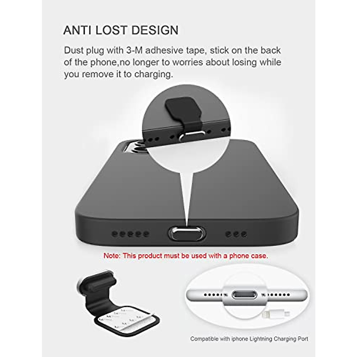 Gavemi iPhone Dust Plug Speaker Cover Kit for Phone Charging Port Protective Cover, Compatible with iPhone (Black)