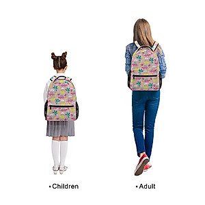 ZZKKO Pink Dinosaur Animal Pattern School Backpacks Book Bag for Boys Girls Travel Hiking Camping Daypack Work Laptop Backpack