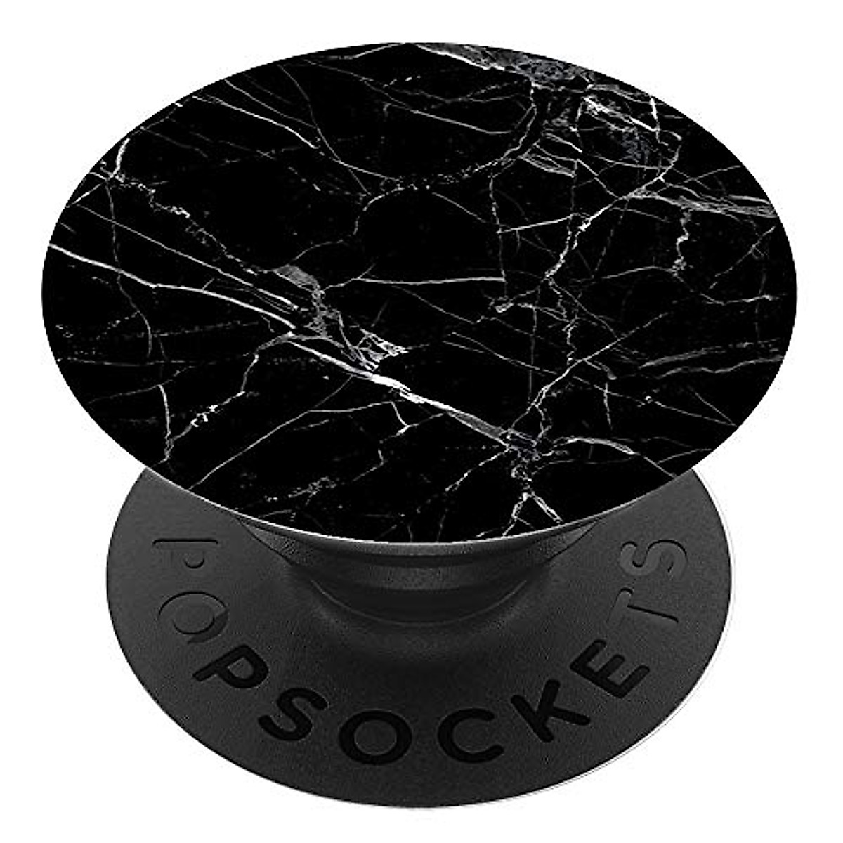Richmond & Finch PopSocket PopGrip, Universal Expanding Mobile Phone Stand and Grip for Phones and Tablets, Includes Swappable Top, Marble - Black