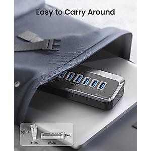 ORICO USB 3.0 Hub [5Gbps], 7 Port USB Hub with 1.64Ft USB-C Cable and USB-A Adapter, USB 3.2 Gen1 Splitter for iMac, All MacBooks, Mac Mini