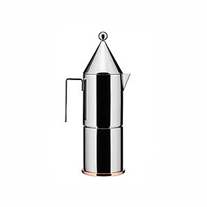 Alessi LA CONICA ESPRESSO COFFEE MAKER, 6 CUP, Silver