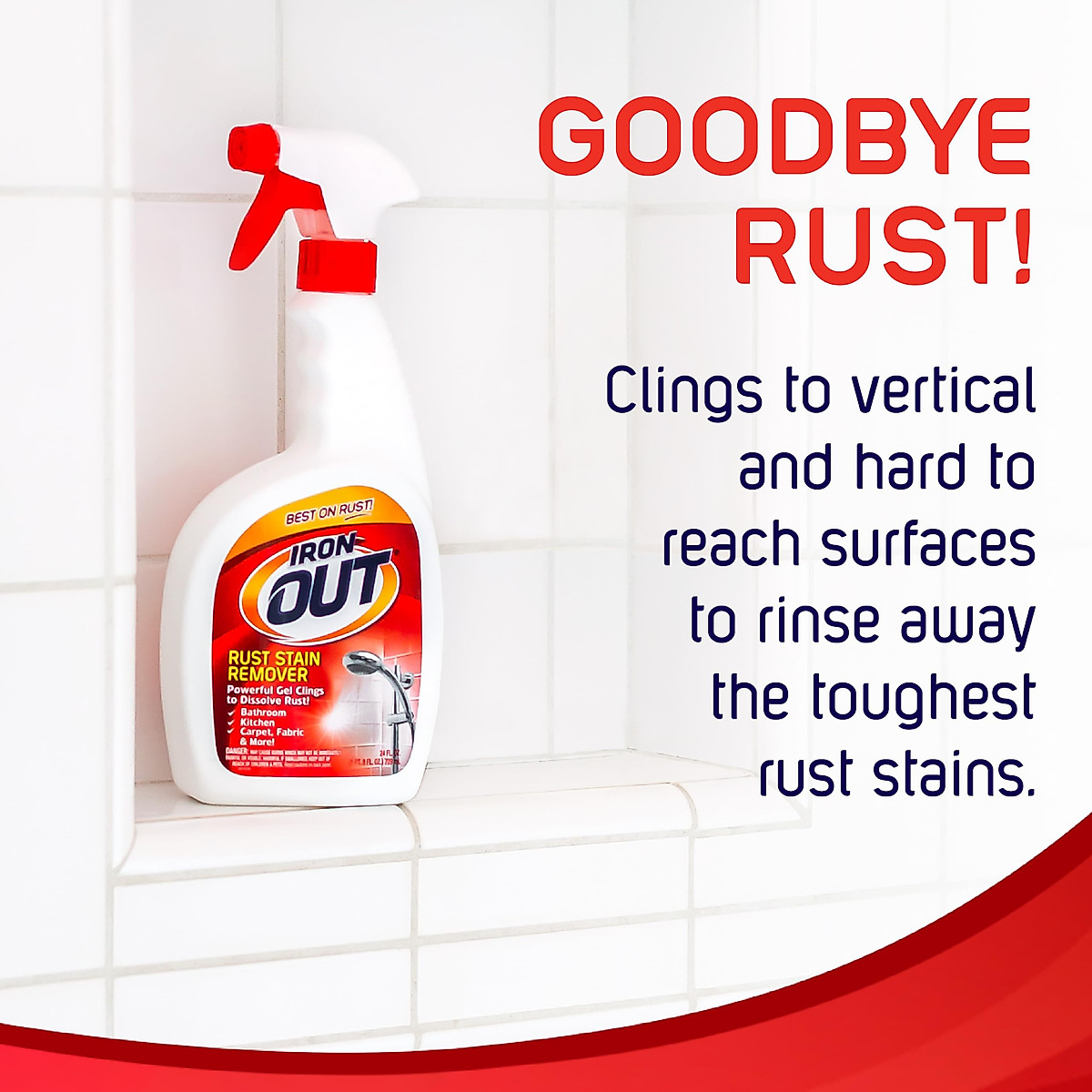 Iron OUT Spray Gel Rust Stain Remover, Remove and Prevent Rust Stains in Bathrooms, Kitchens, Appliances, Laundry, Outdoors, white