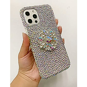 Max-ABC Compatible with Samsung Galaxy Note 10 Plus Glitter Case,3D Diamond Crystal Rhinestone Women Girls Rainbow Shiny Sparkle Bling Glitter Protective Phone Case Cover with Kickstand