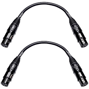CESS-136 XLR Female to Female 3 Pin Microphone Line/Gender Changer Adapter Cable, 2 Pack