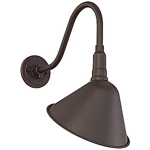 Franklin Iron Works Neihart Rustic Farmhouse Industrial Outdoor Barn Light Fixture Bronze 18 1/4" Curving Gooseneck RLM for Exterior House Porch Patio Outside Deck Garage Yard Front Door Home
