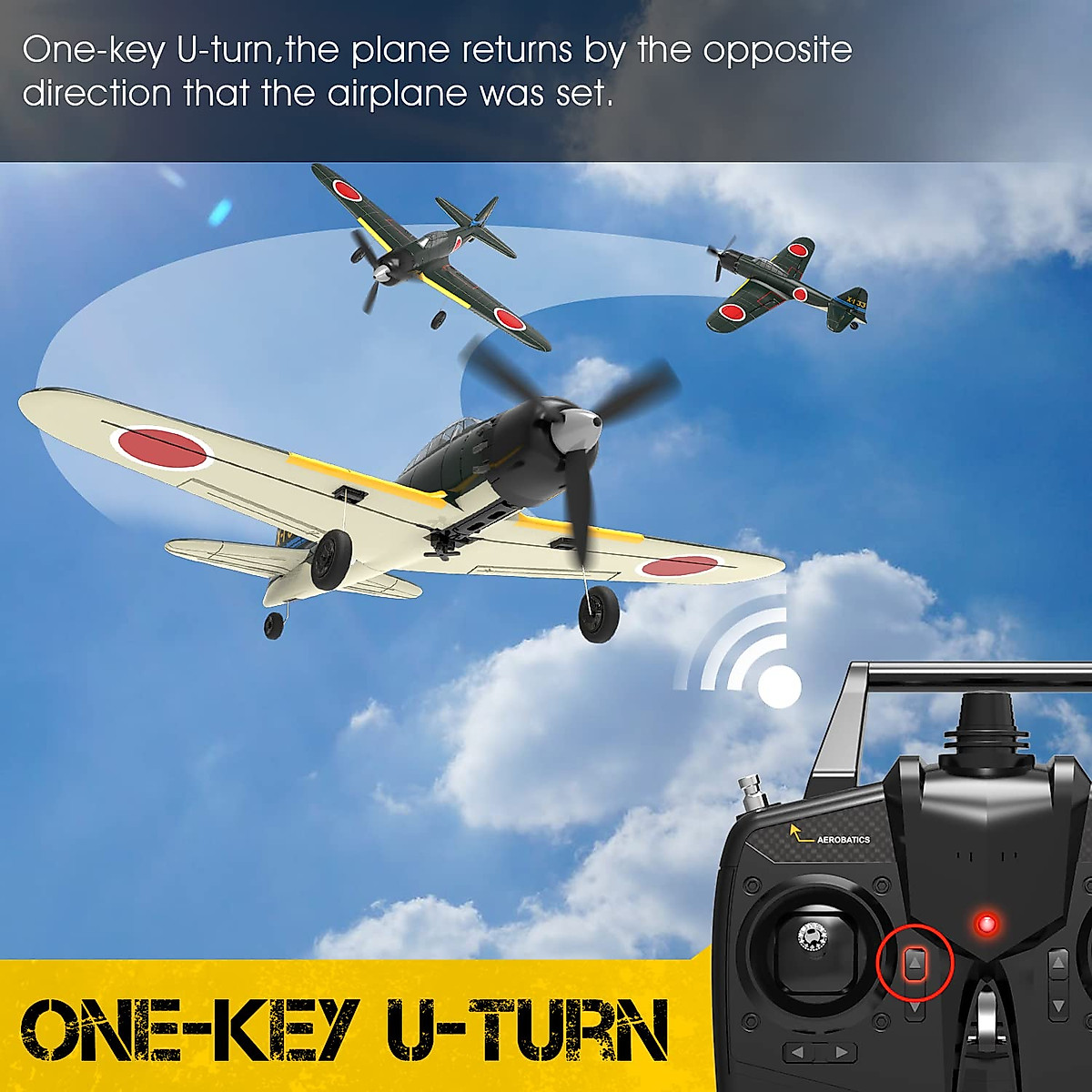 Fremego RC Plane VOLANTEX A6M Zero Fighter 2.4G 4CH Romote Control Airplane with 6-Axis Gyro Stabilizer Aerobatic 2 Batteries