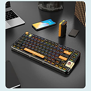 ASHATA Transparent Mechanical Keyboard RGB, Gaming Keyboard, Transparent Case RGB 80 Keys Triple Modes Gasket Structure Gaming Keyboard for Study Work Games (Black)