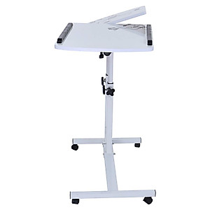 Household Computer Task Desk Office Table,Can Be Folded and Adjusted Angle,Adjustable Height,Locking Casters,2 Pieces of Separate Tabletop(Ship from US!)