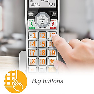 AT&T CL84307 Dect 6.0 Expandable Corded/Cordless Phone with Smart Call Blocker, Silver/Black with 3 Handsets