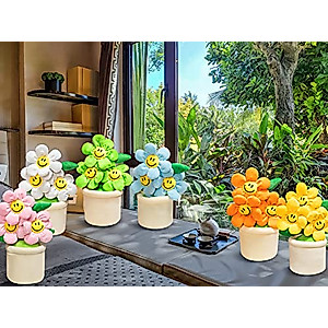 11.8 Inch Super Cute Sun Flower Smiling Face Flower Creative Stuffed Plants Plush Toy Room Decoration for Your Family Birthday Gifts (3. Yellow)