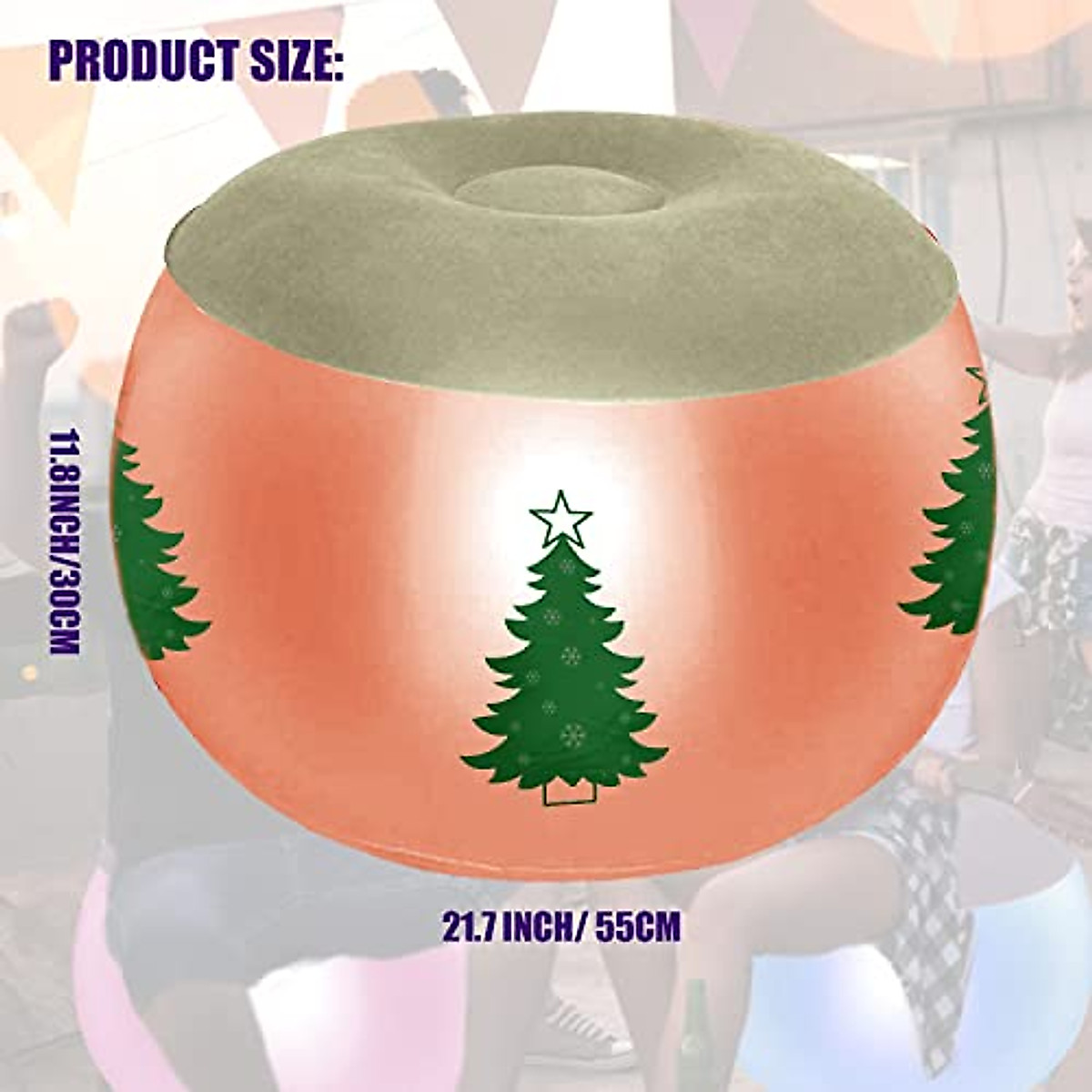 Ccinnoe Inflatable Illuminated LED Ottoman for Christmas Party, LED Air Ottoman, Blow Up LED Lights Chair, Lazy Couch with LED Light Mood Lamp for Party, Yard, Indoor Rooms