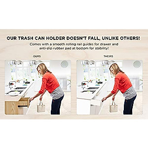 Tilt Out Trash Bin Cabinet Tilt Out Trash Can Cabinet Hide Away Kitchen Island Wooden Trash Can for Kitchen with Removable Cutting Board Wood Storage Drawer Indoor Trash Cabinet Holds Upto 10 Gallons