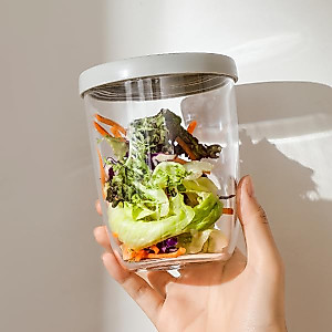 Fruit Salad Cooler Cup with Lid and Fork, Leak Proof, Plastic, Ideal for Office, Party and Travel