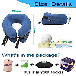 HAPPYBAG Neck Pillow for Travel Memory Foam Neck Support Pillow,Portable Removable and Machine Washable,for Airplane Car Home Use Sleeping Rest Headrest (HD-Blue)
