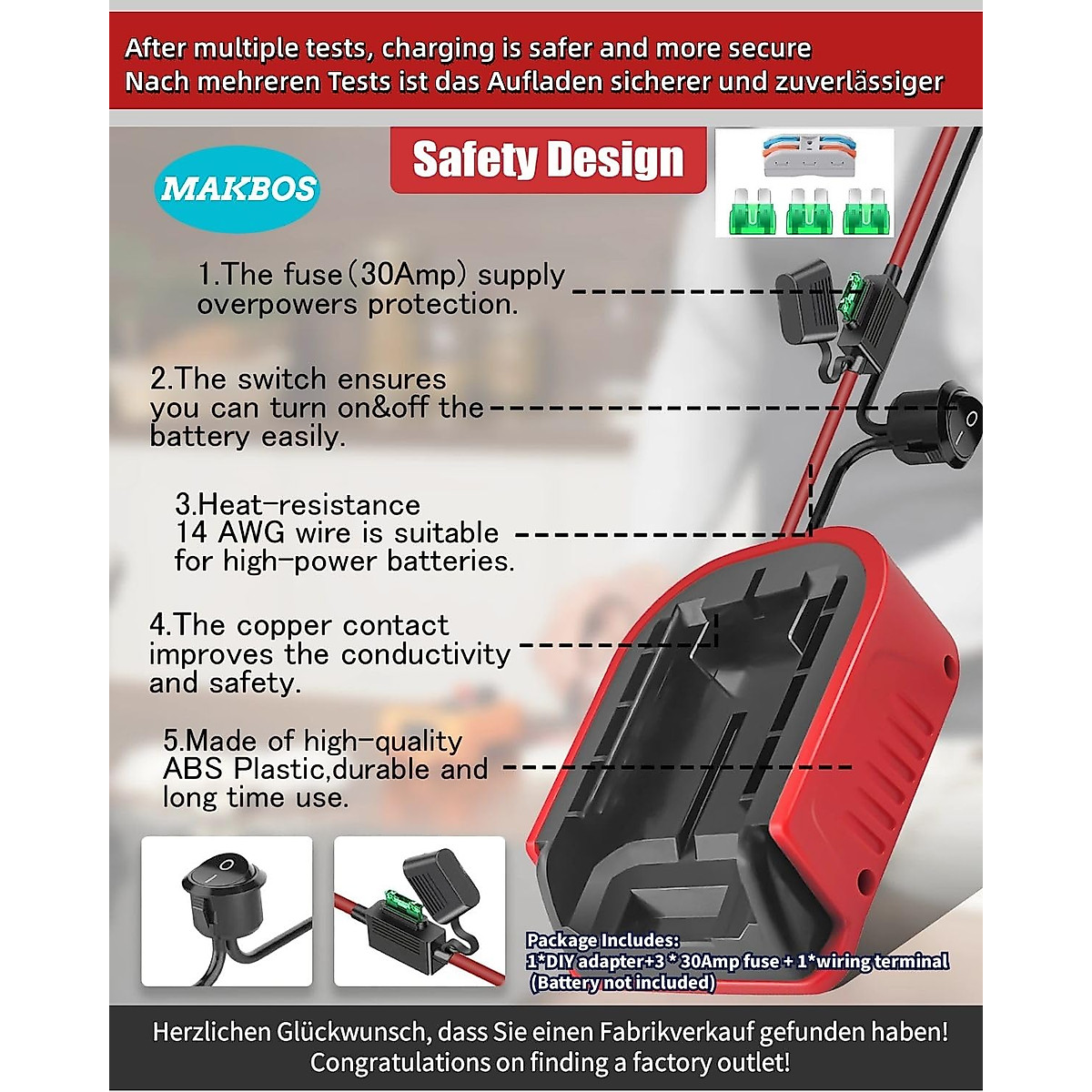 for Bauer 20V Battery Adapter,for Power Wheels Adaptor,DIY Converter for Bauer 20V Battery Power Station,Battery Conversion Kit with Switch,for DIY Rc Car Toys Batteries,for Robotics and Rc Truck
