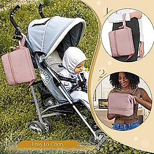 Fasrom Wearable Breast Pump Bag Compatible with Willow, Elvie Pumps and Medela Pump in Style, Double Layer Carrying Case with Waterproof Mat and Insulated Pockets, Pink (Patent Design)