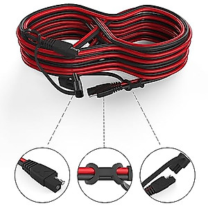 OYMSAE 25Feet SAE to SAE Extension Cable Quick Disconnect Connector 16AWG,for Automotive,Solar Panel Panel SAE Plug(25FT(16AWG)), Charging Adapter