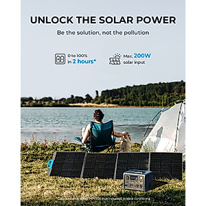 BLUETTI Portable Power Station EB3A, 268Wh LiFePO4 Battery Backup w/ 2 600W (1200W Surge) AC Outlets, Recharge from 0-80% in 30 Min., Solar Generator for Outdoor Camping (Solar Panel Optional)