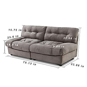Mangodan 80" Chenille Cloud Deep Seat Sofas for Living Room, Modern Sofa Couch for Small Spaces, Cozy Comfy Loveseat with Solid Wood Frame, Pillow-Designed Armrest Sleeper Loveseat, Grey