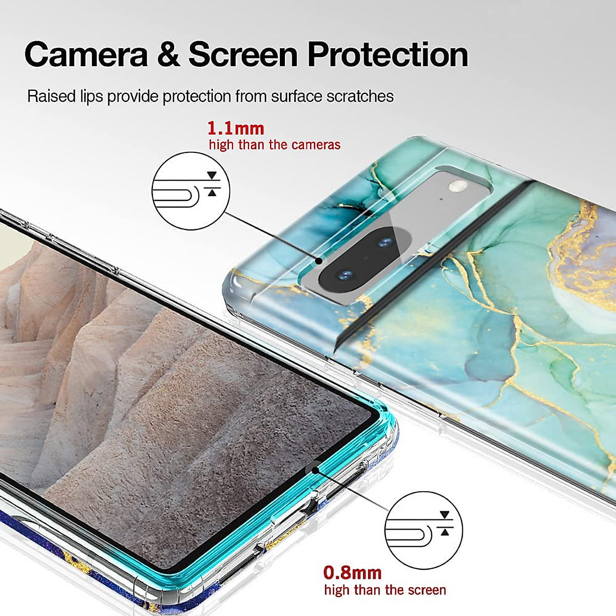 luolnh Pixel 7 Case,Google Pixel 7 Marble Glitter Brilliant Cute Design Soft Silicone Rubber TPU Bumper Cover Phone Case for Google Pixel 7 6.3 Inch(2022) -Abstract Mint