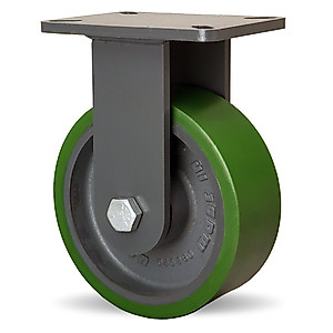 Plte Caster, Rgd, Poly, 8 in, 2500 lb, Grn