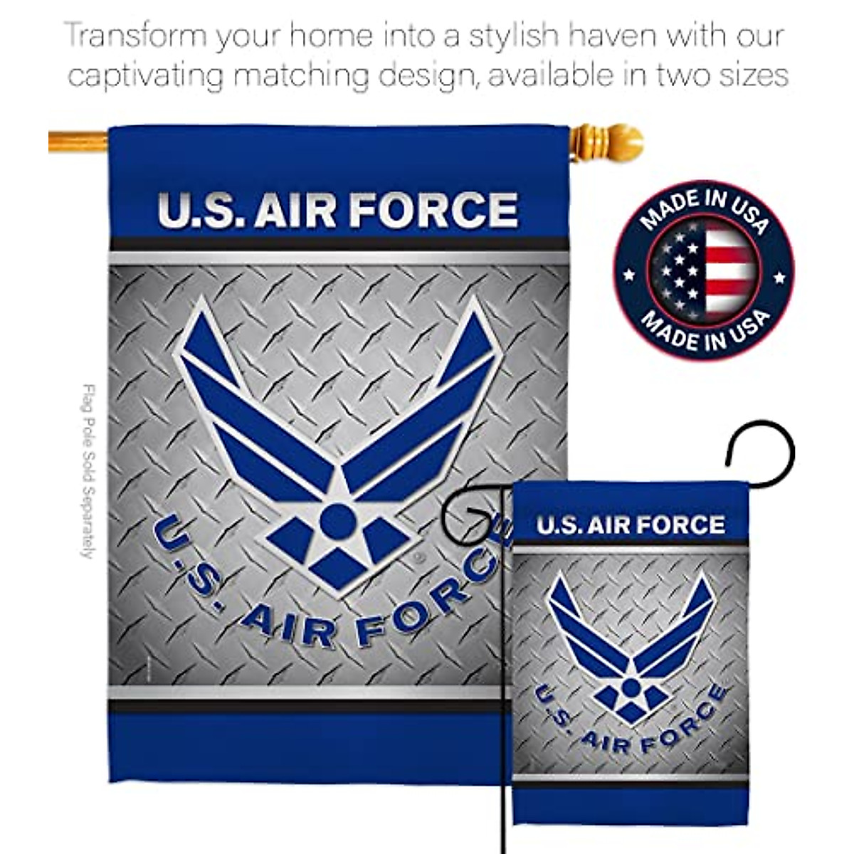 US Air Garden Flag Armed Forces USAF United State American Military Veteran Retire Official House Decoration Banner Small Yard Gift Double-Sided, 13"x 18.5", Made In USA 13 X 18.5