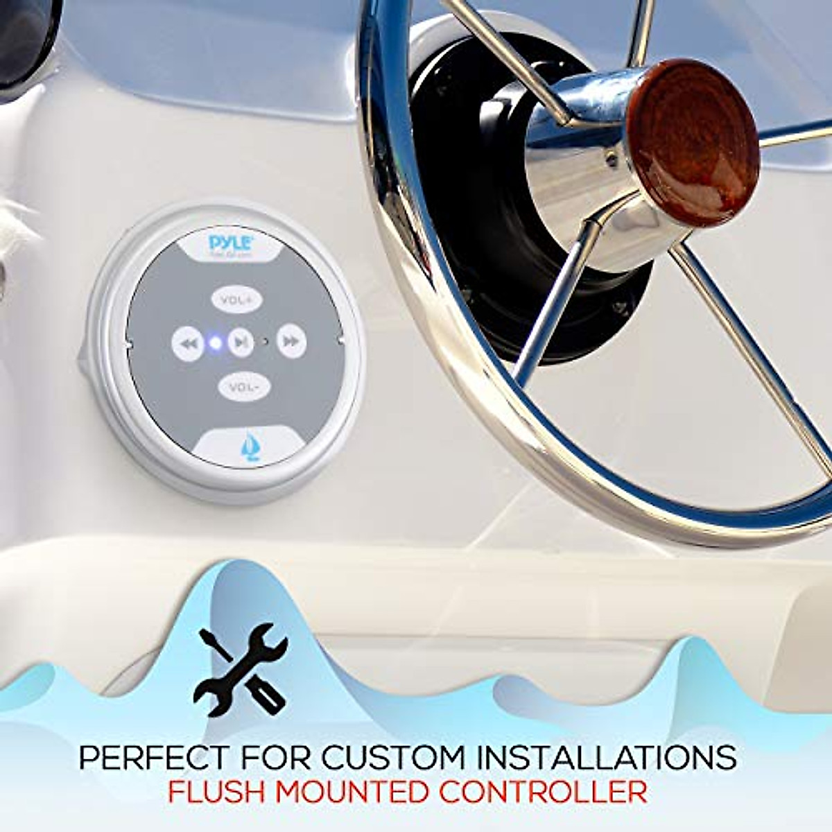 Waterproof Bluetooth Marine Amplifier Receiver - Weatherproof 2 Channel Wireless Amp for Stereo Speaker with 600 Watt Power, Wired RCA, AUX and MP3 Audio Input Cable - Pyle PLMRMBT5S (Silver)