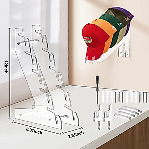 Loscarol Baseball Cap Hat Organizer - 2 Pack Space-Saving Hat Rack Storage | Wall Mounted Hat Holder for Closet, Dresser, Entrance | Acrylic Hat Stand Display & Cap Organizer for 10 Baseball Caps