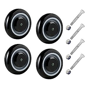 NINOSO 5" Wheels for Cart, 5/16" Axle Polyurethane Shopping Cart Wheels Replacement Casters 1400lbs Total Capacity