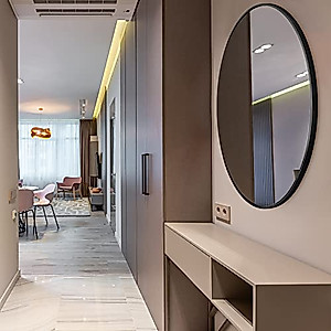 Catollova Black Round Wall Mirror 30 Inch, Bathroom Mirror with Black Metal Frame, Circle Wall Mirror for Vanity, Entryway, Living Room, Home Decor