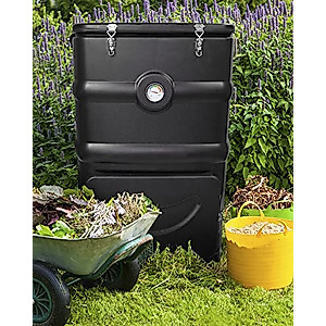 Insulated Compost Bin with Ventilation System - Quickly Composting All Year Round,A Reservoir at The Bottom Design to Collect The Leachate (30 Gal,Black)