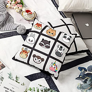 Peryiter Sublimation Flannel Throw Blanket and 2 Pieces Blank Pillow Cases 60 x 50 Inches Personalized Custom Photo Blanket with 9 Printable Panels Soft Blanket Pillow Covers for Home Supplies