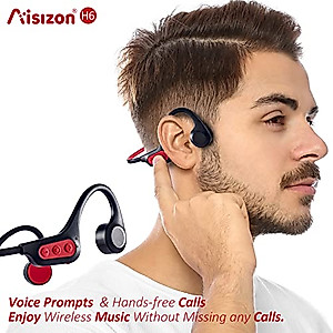 Aisizon Bone Conduction Headphones Bluetooth H6, Over Ear Sports Headphones, Open Ear Headphones Wireless Bluetooth for Runing, Gym Workout, Sports