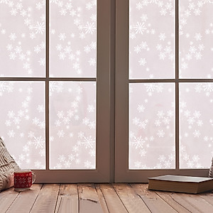 Niviy Christmas Decorations Privacy Window Film Snowflakes Window Clings Decals Stickers Non Adhesive Frosted Glass Film Heat Control 17.7” x 78.7”