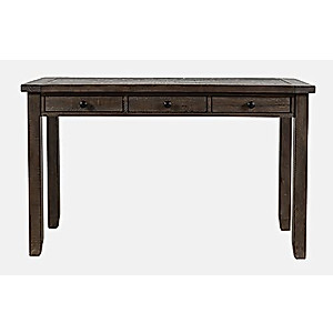 Jofran Madison County Reclaimed Pine USB Charging Farmhouse Wood Office Desk, Barnwood Brown