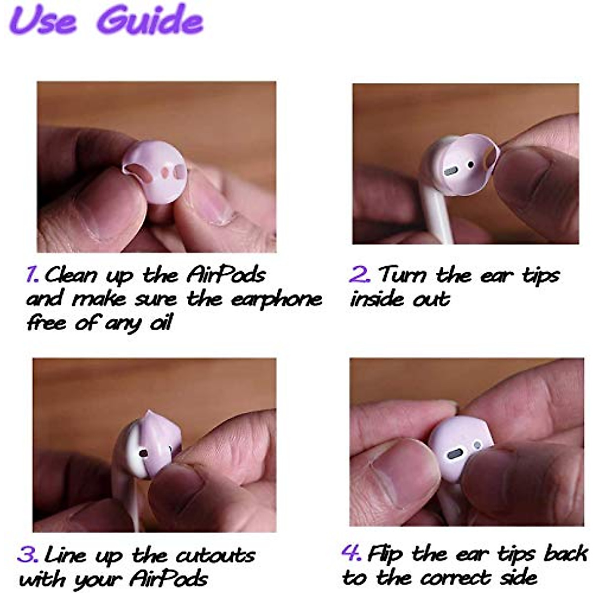 OneCut (Fit-in Case) 5 Pairs Silicon Tips Ear Skins and Covers Compatible with AirPods 1 & 2, Anti Slip Anti Scratch Soft Ear Tips for EarPods Headphones/Earphones/Earbuds(Black)