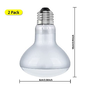 Dallfoll 2 Pack Reptile Heat Lamp Bulbs, 50W Amphibian UVA Basking Light Bulbs, Reptile Daylight Spot Light Bulbs for Turtle, Lizard, Beard Dragon