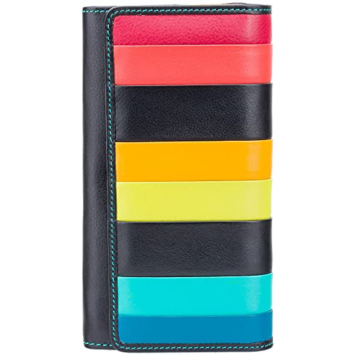 Visconti STR4 Women's Secure RFID Blocking Large Leather Trifold Clutch Wallet Purse - Black Multi