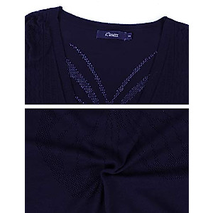 iClosam Summer Cardigans for Women Lightweight Work V Neck Knitted Cardigan 3/4 Sleeve Shrug Sweater Navy Blue