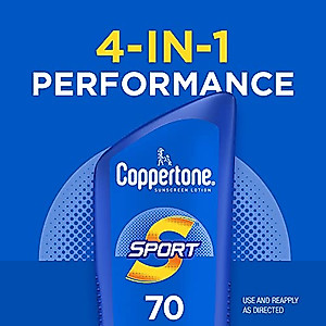 Coppertone SPORT Sunscreen SPF 70 Water Resistant Sunscreen Lotion, Broad Spectrum, Bulk Sunscreen Pack, 7 Fl Oz Bottle, Pack of 2