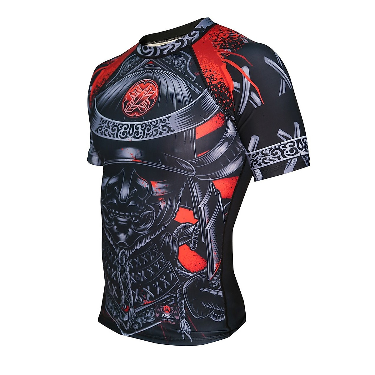 Ronin Samurai Blackout Ghost Rash Guard base layer Compression Shirt for Bjj MMA Grappling (Med)