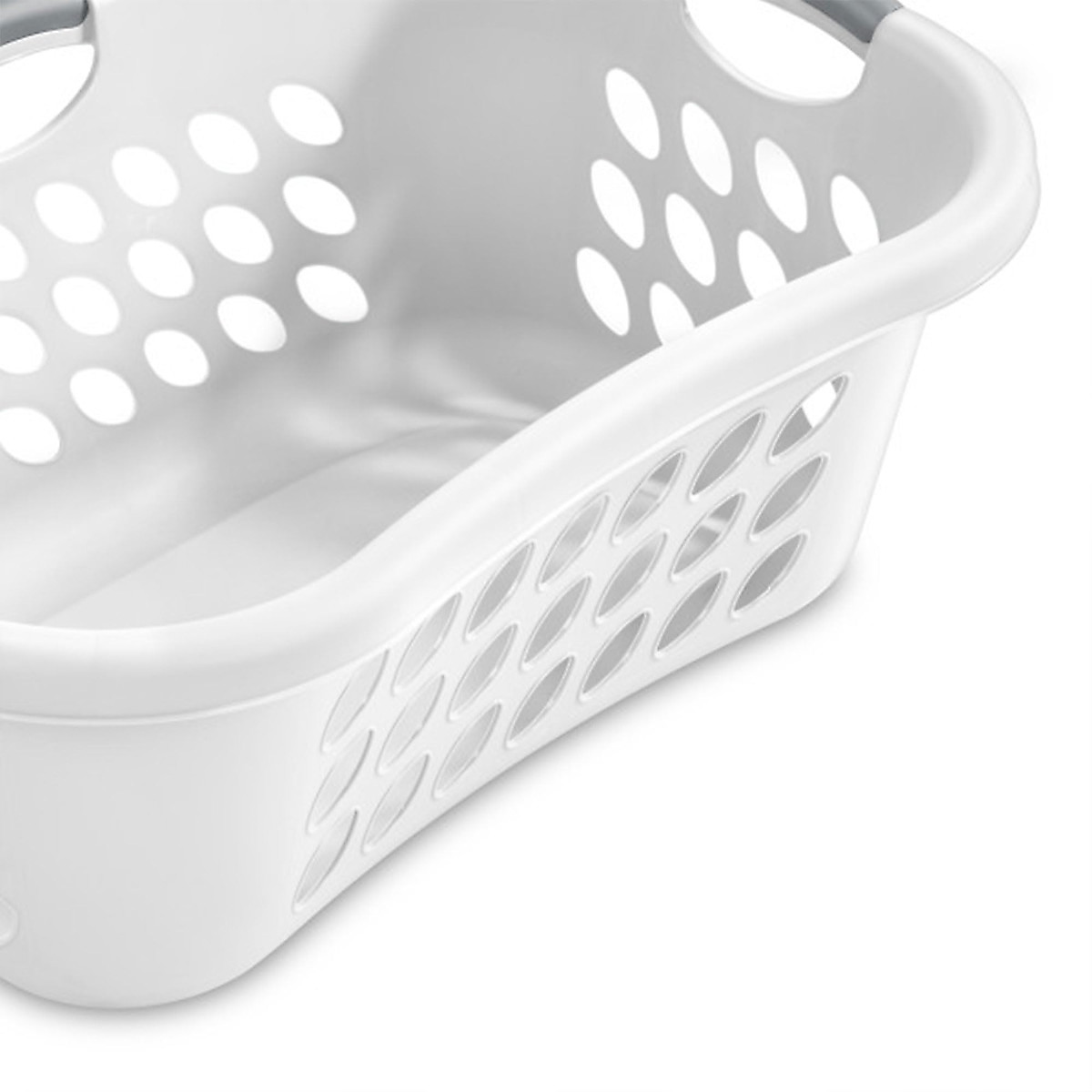 Sterilite 12108006 1.25 Bushel/44 Liter Ultra Hip Hold Laundry Basket, White Basket w/ Titanium Inserts, 6-Pack