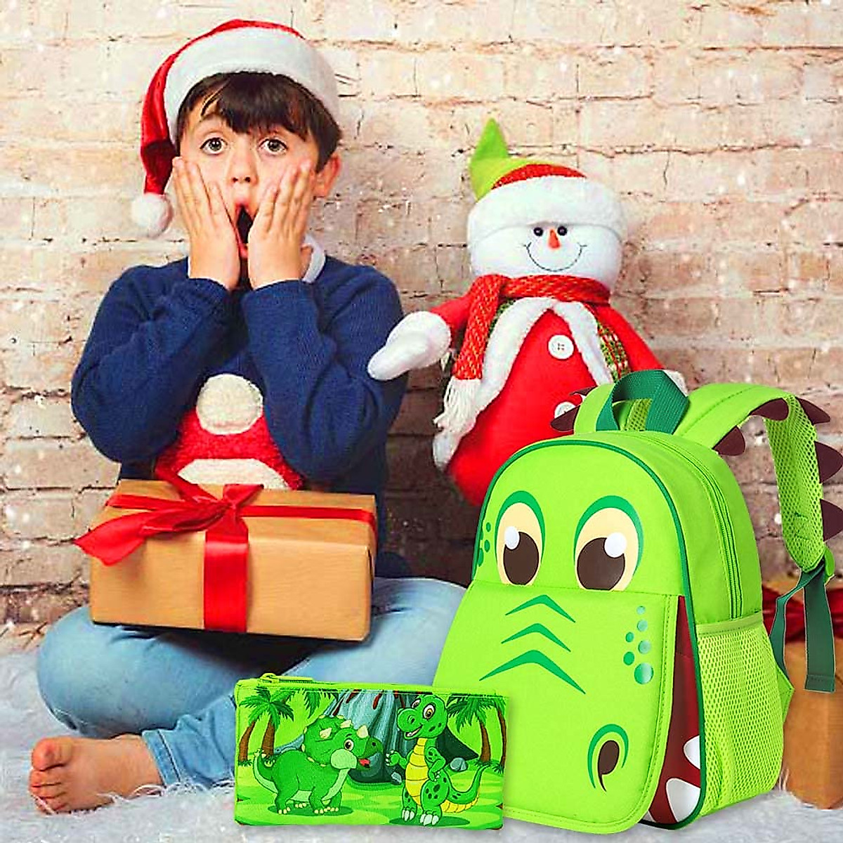 Dinosaur Backpack for Boys, 12" Toddler Preschool Kids Bookbag, Cute Animal Kindergarten Schoolbag