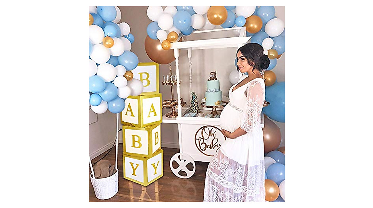 Baby Shower Gold Decorations – Elegant Baby Blocks for Celebrations