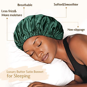 YANIBEST Double Layer Satin Bonnet Silk Bonnet Adjustable Hair Bonnet for Sleeping Hair Bonnets for Women Curly Natural Hair