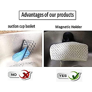 Pmsanzay Magnetic Sponge Holder, Adjustable Kitchen Sink Caddy Organizer Dish Cloth Storage Hook for Kitchen Accessories - No Drilling