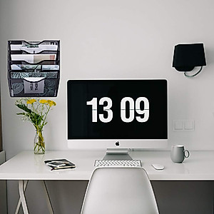 EASEPRES 5 Pockets Mesh Wall File Holder Organizer Office Hanging Magazine Rack, Black