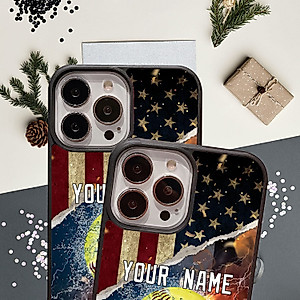 Customized Phone Cases Trendy Softball Name Number Protective Cover for iPhone Xr Xs 11 12 13 14 15 16 Pro Max Plus Mini for Samsung Galaxy S20 S21 S22 S23 S24 S25 Plus Ultra FE A03 14 15 25 53 54